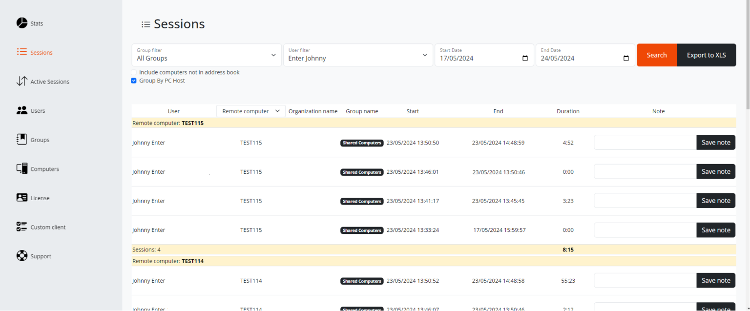 Iperius Remote Management Console : Web-Administrationsbereich