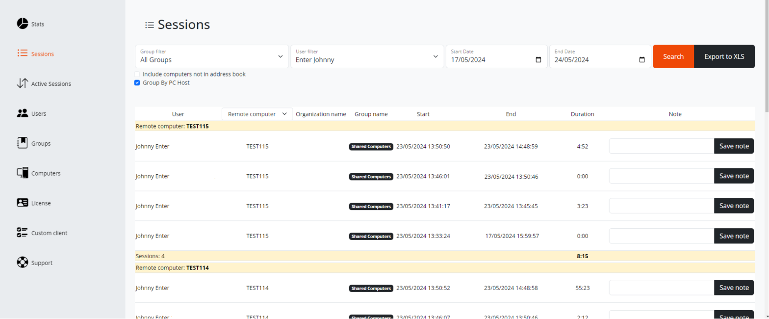 Iperius Remote Management Console : Web-Administrationsbereich